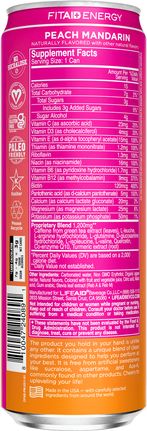 FITAID Energy Peach Mandarin | Naturally Sweetened