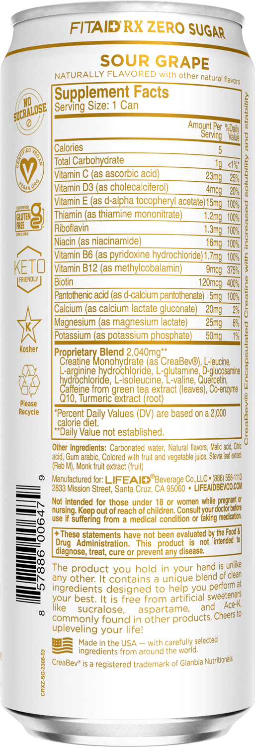 FitAid RX Zero by LIFEAID Beverage Co. | Recovery + Creatine