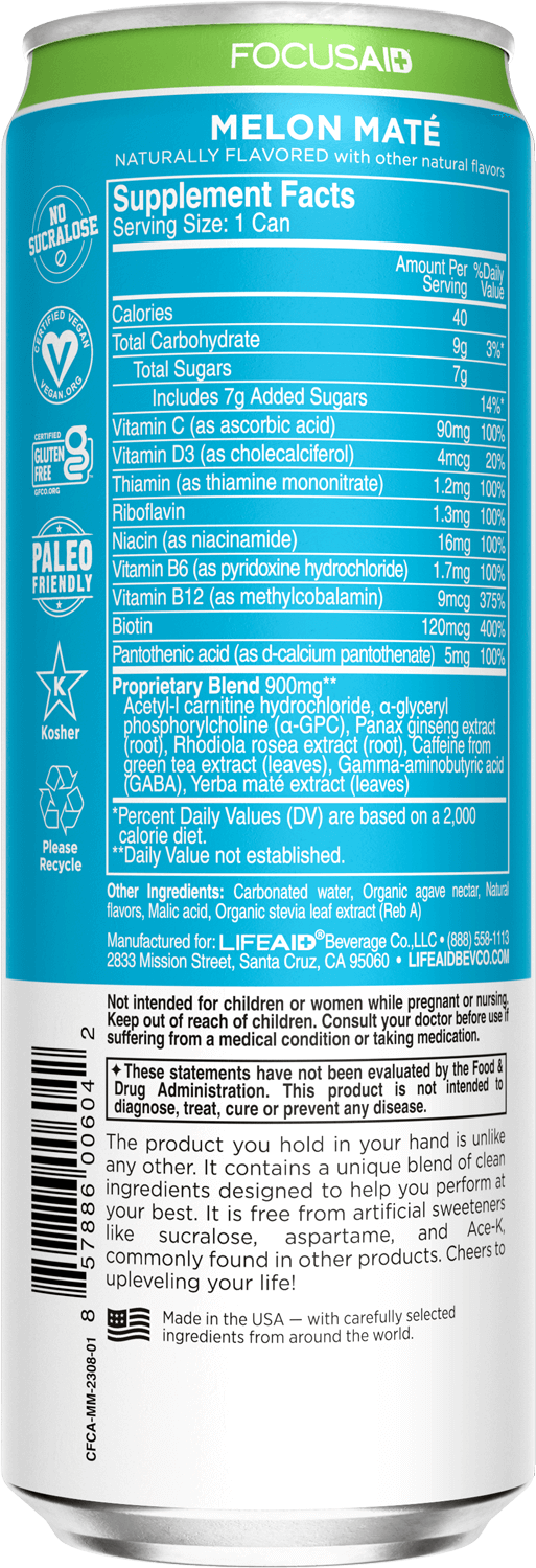 FocusAid by LIFEAID | Shop Our Brain Boost Melon Maté Blend!