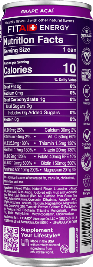 FITAID Energy Grape Acai | Naturally Sweetened