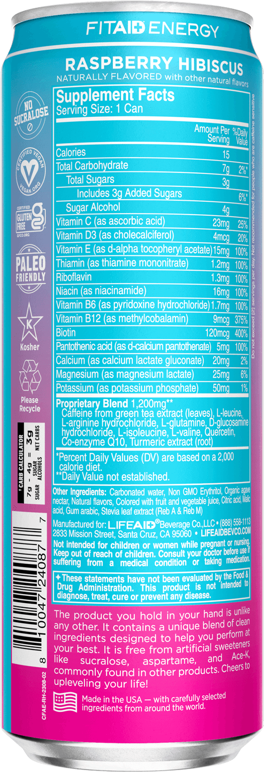 FITAID Energy Raspberry Hibiscus | Naturally Sweetened
