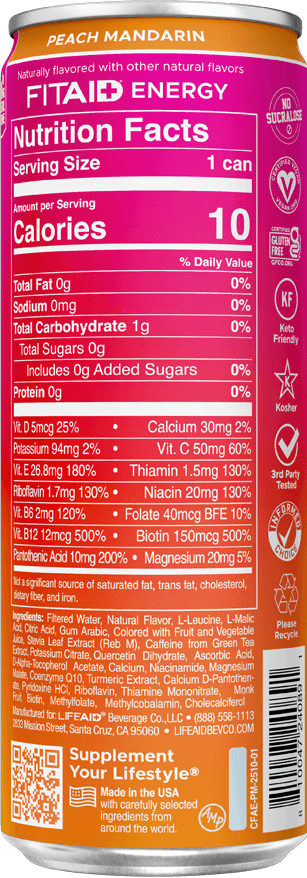 FITAID Energy Peach Mandarin | Naturally Sweetened